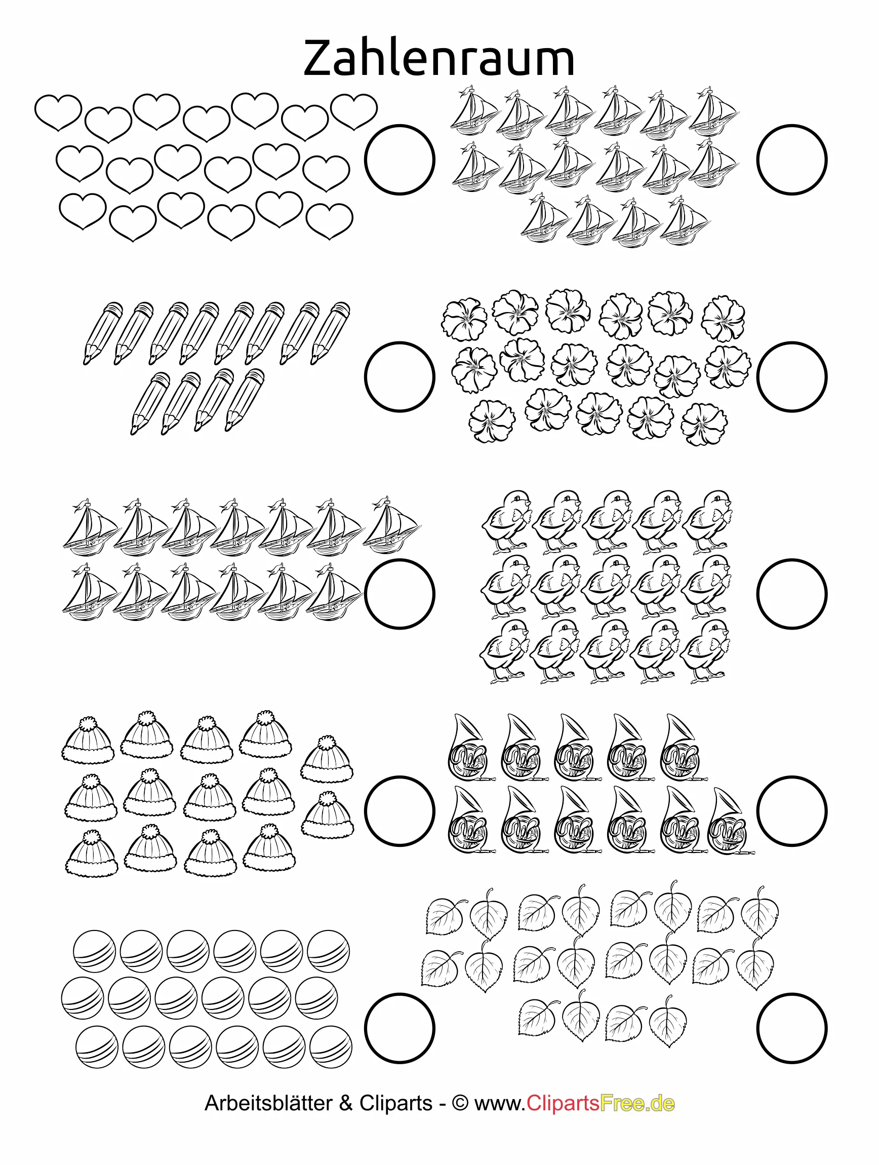 Zahlenraum bis 20 - Kostenloses Arbeitsblatt