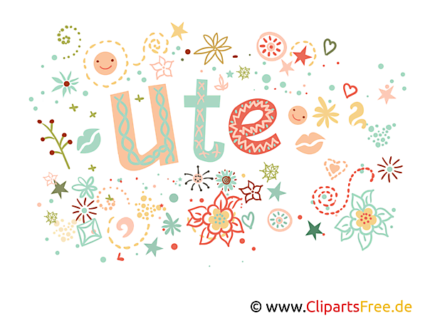 Ute weiblicher Name, dekorative Buchstaben, Art Design