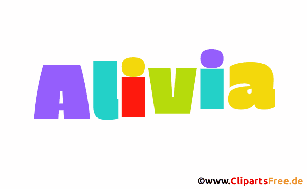O primeiro nome das meninas Alivia como uma imagem animada