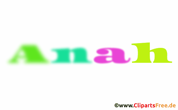 Anah Vorname für Mädchen - Animierte Namen mit bunten Buchstaben