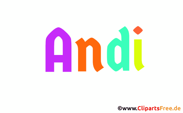 Primeiro nome de Andi para meninas feito de letras coloridas animadas