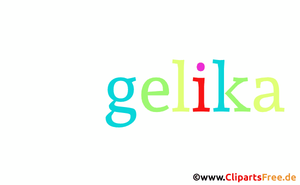 Primeiro nome de Angelika para meninas - ilustrações com letras coloridas