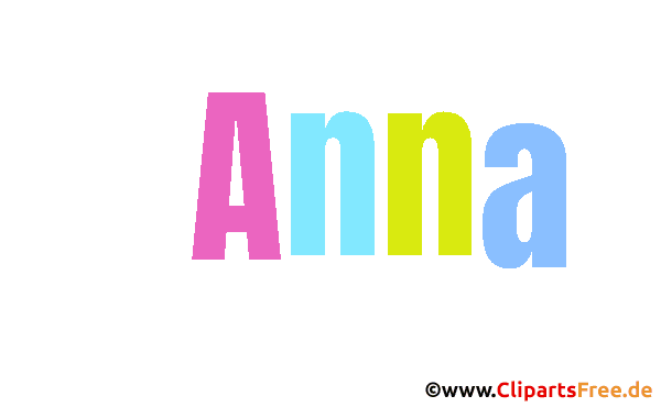 Primeiro nome de Anna para meninas - nomes animados com letras coloridas