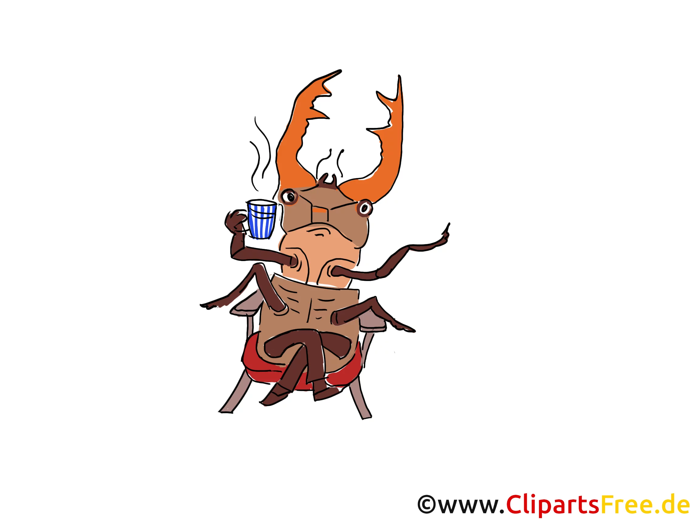 Kaffeepause Comic, Cartoon, Clipart, Bild, Zeichnung, Illustration gratis