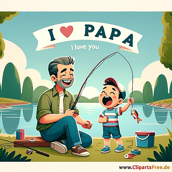 Cartoon Bild zum Vatertag - Ich liebe Papa