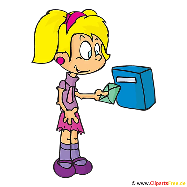 Batang Babae Naghagis ng Liham Sa Mailbox Clipart, Larawan, Cartoon