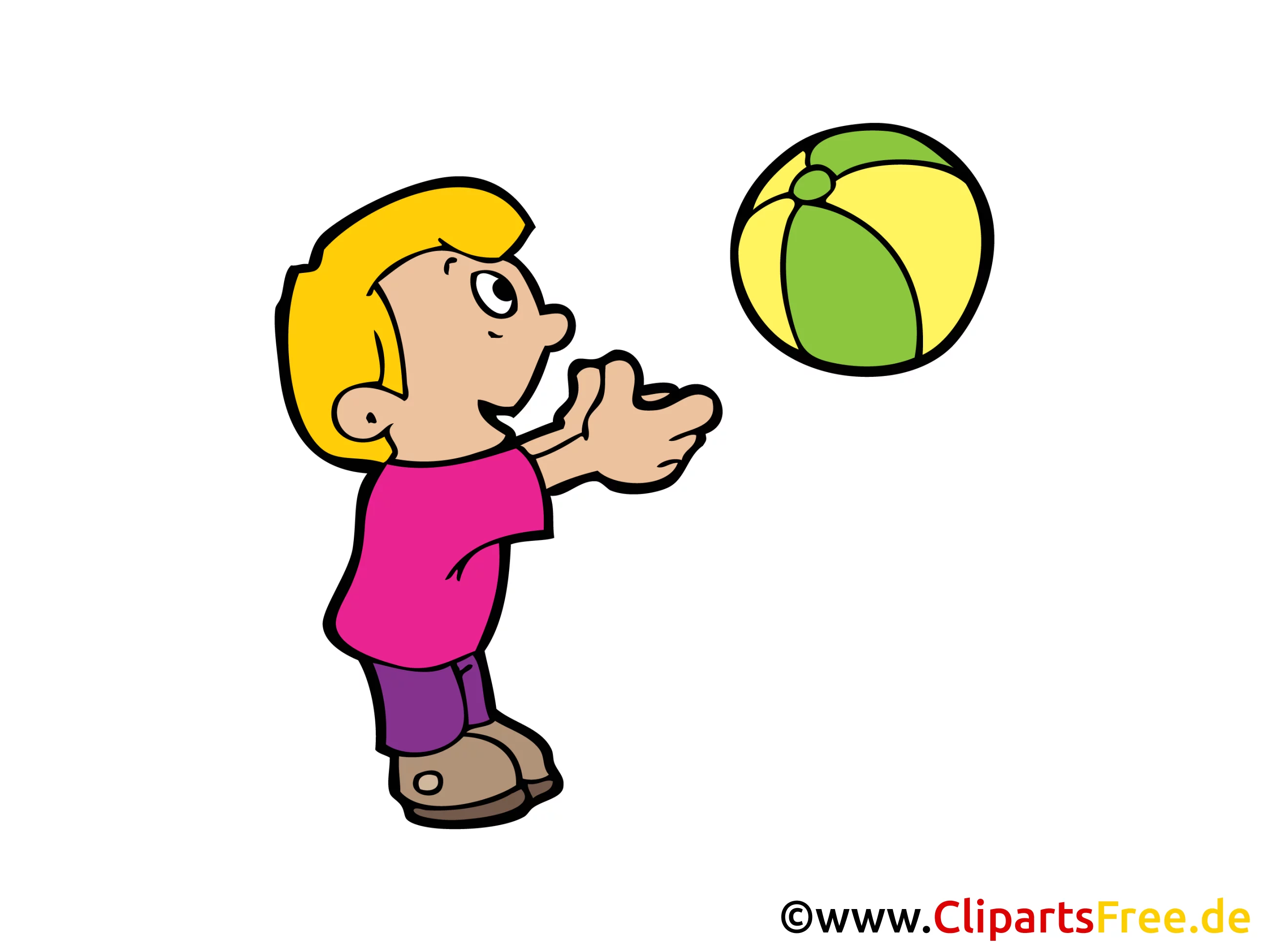 Kind spielt mit Ball Clipart, Bild, Illustration, Cartoon gratis