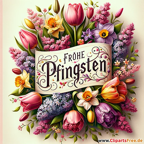 Glædelig pinse lykønskningskort med smukke blomster