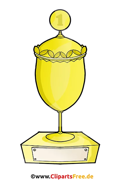Pokal für den ertsen Platz in Gold Clipart, Illustration, Bild