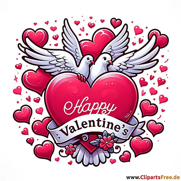 Bild zum Valentinstag mit Herz und Tauben