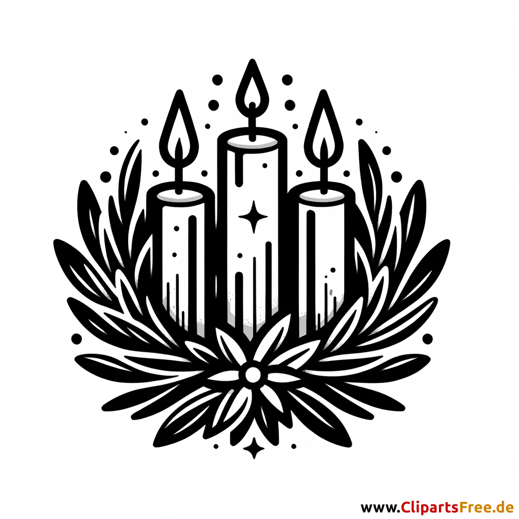 Schwarz-weisses Clipart zum Advent Schwarz-weisses Clipart zum Advent