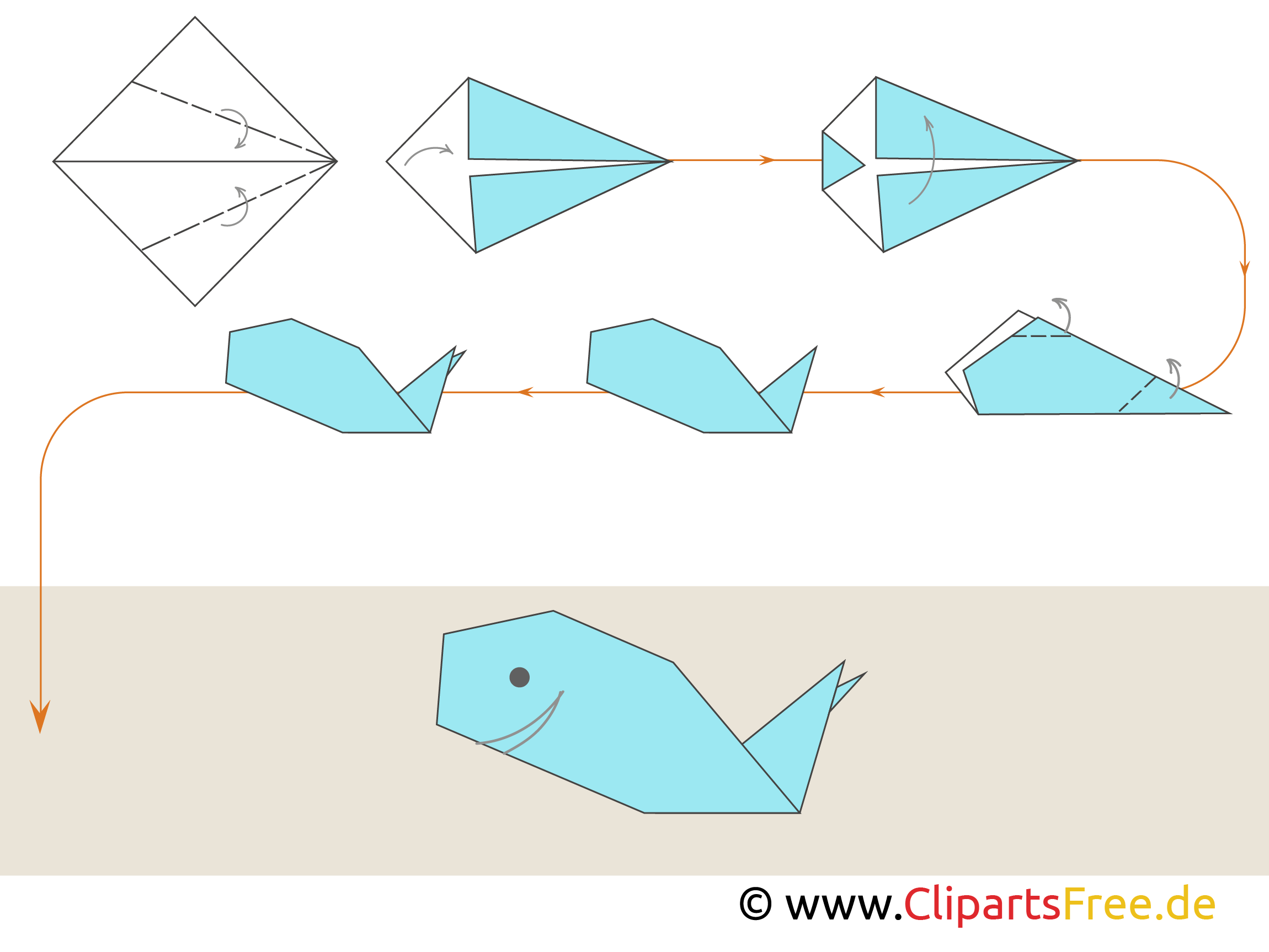 Origami Wal falten mit Papier