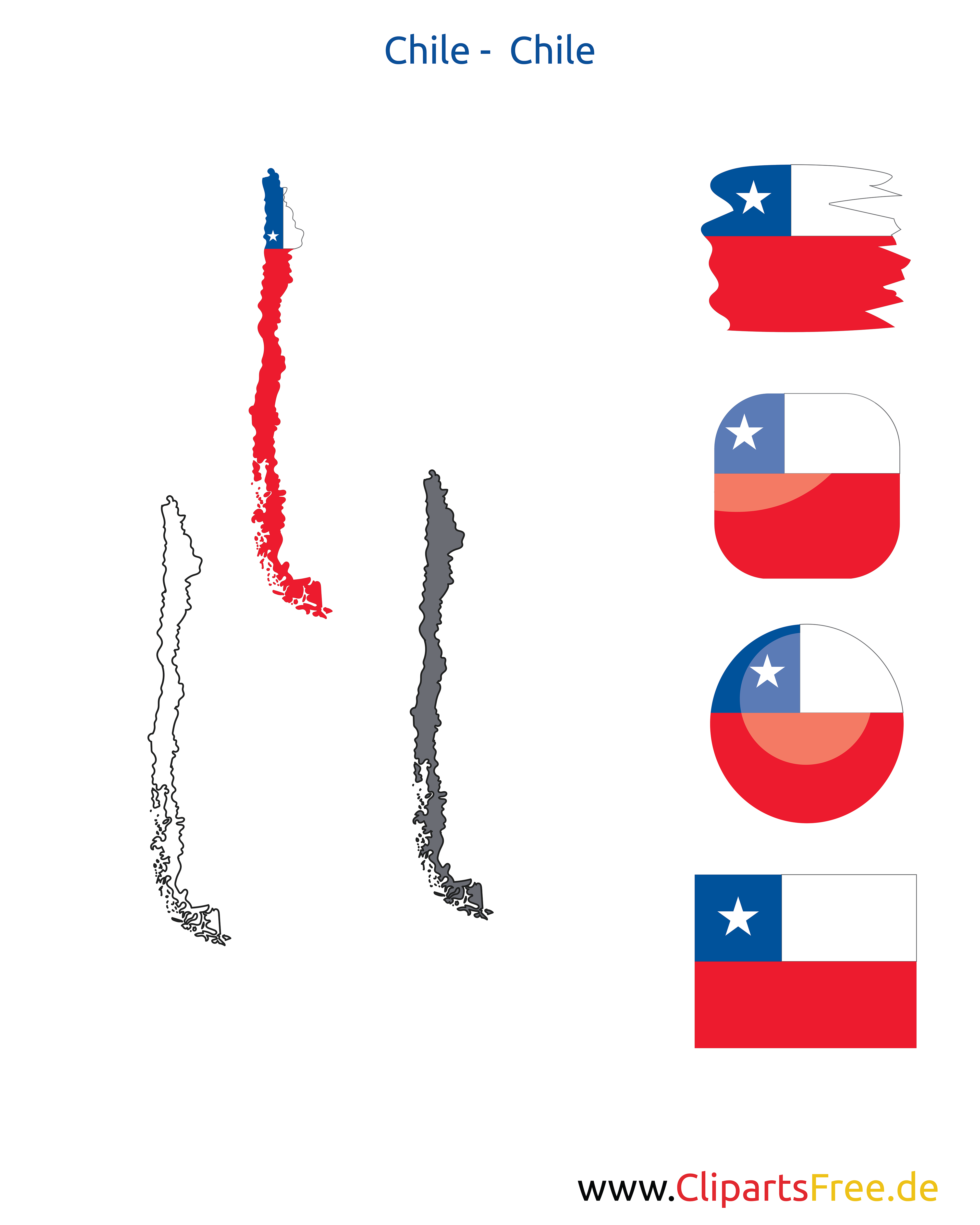 Mapa do Chile com bandeira, contorno com bandeira, botão, ícone