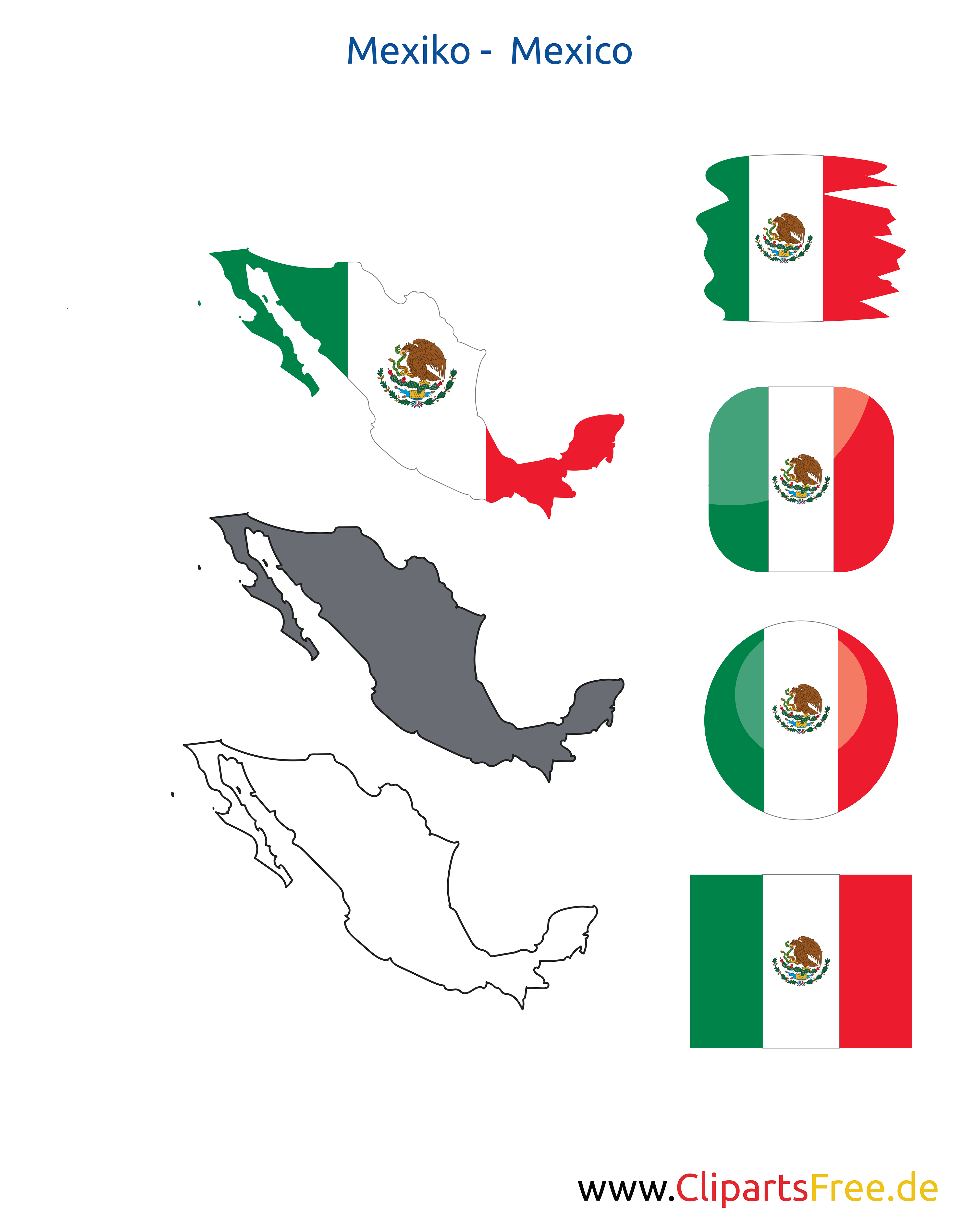 Mapa de México con bandera, contorno con bandera, botón, icono