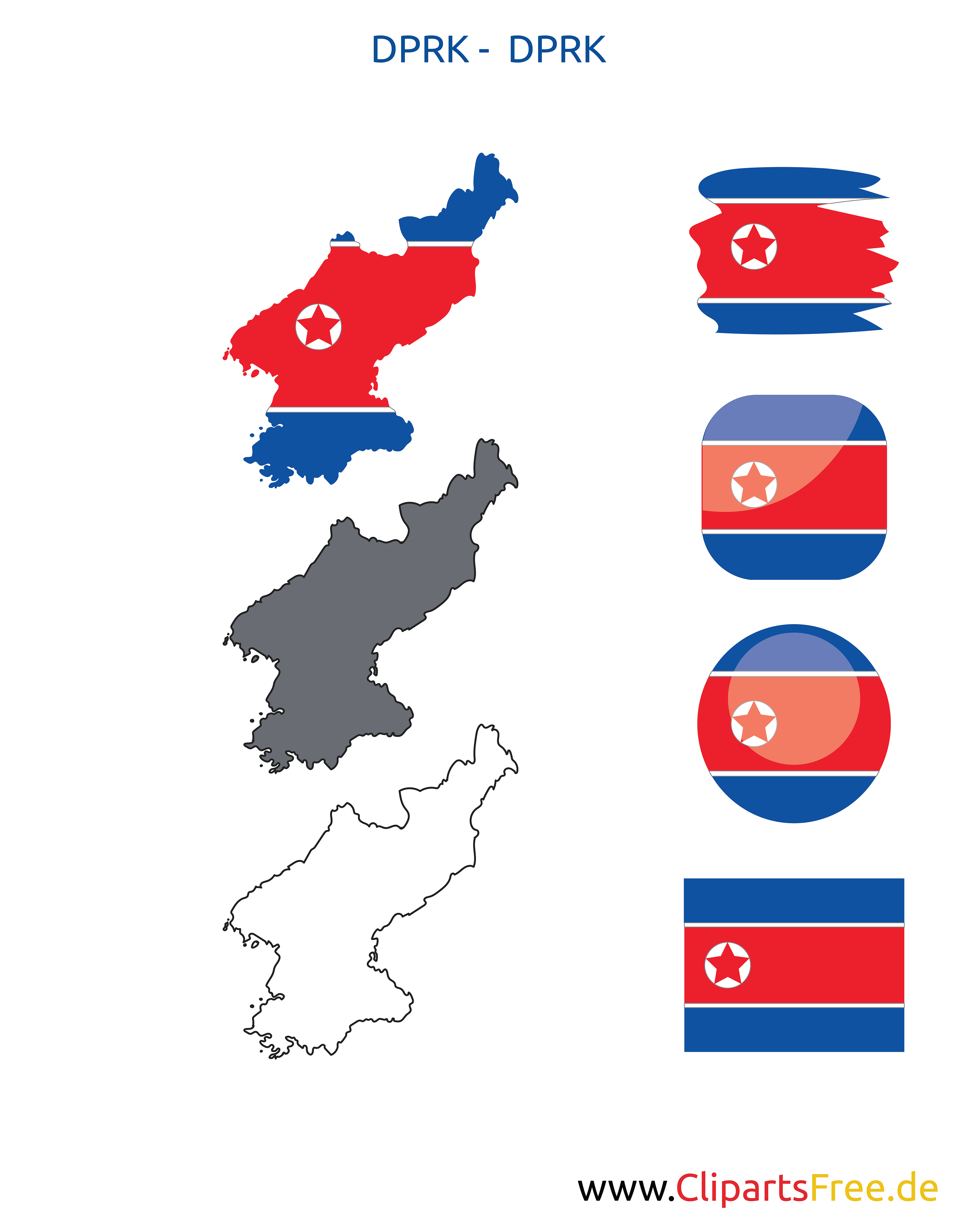 Nordkorea Karte Mit Flagge Kontur Mit Fahne Button Icon Druckvorlage