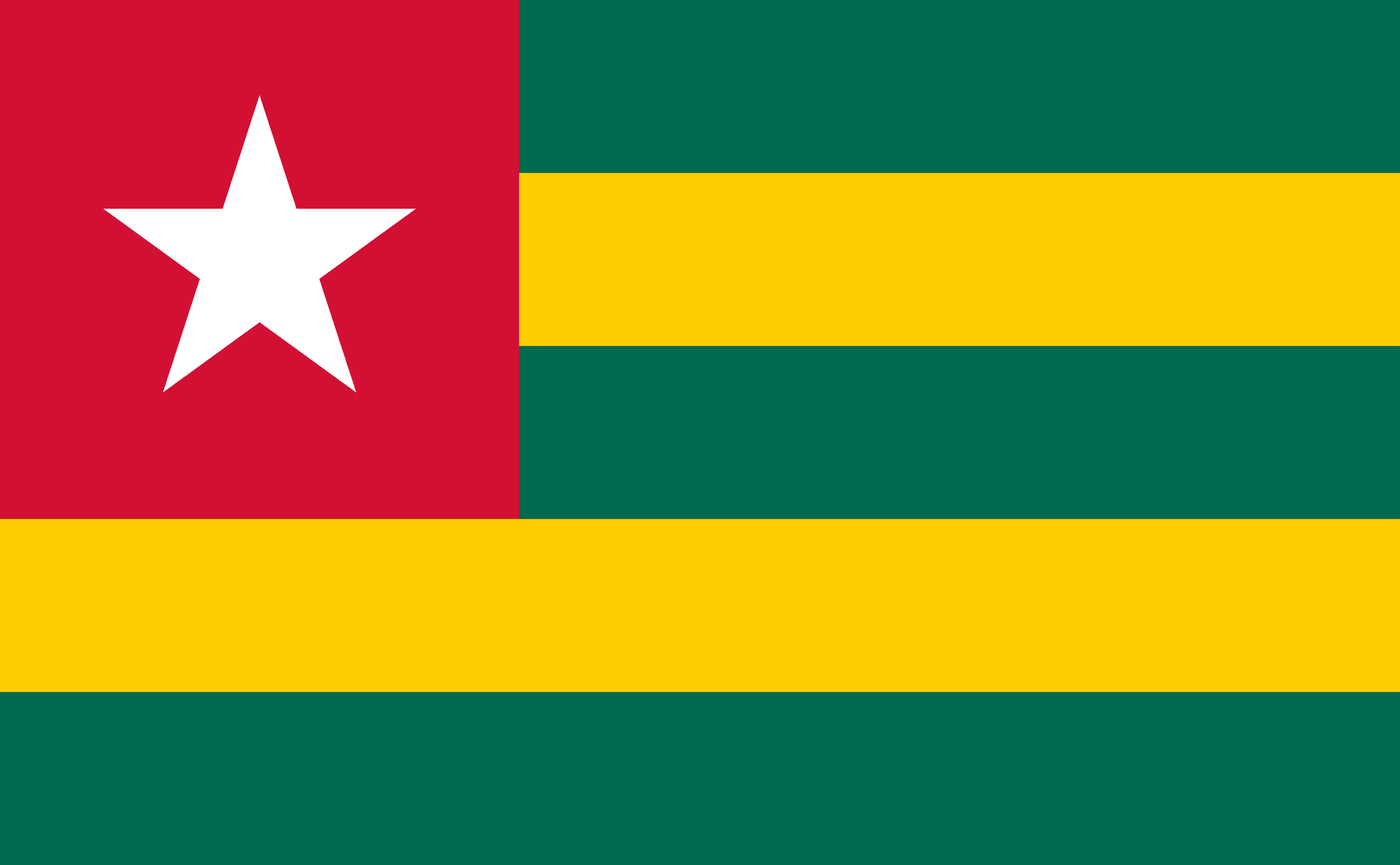 Togo flagga - Världsflaggor att skriva ut