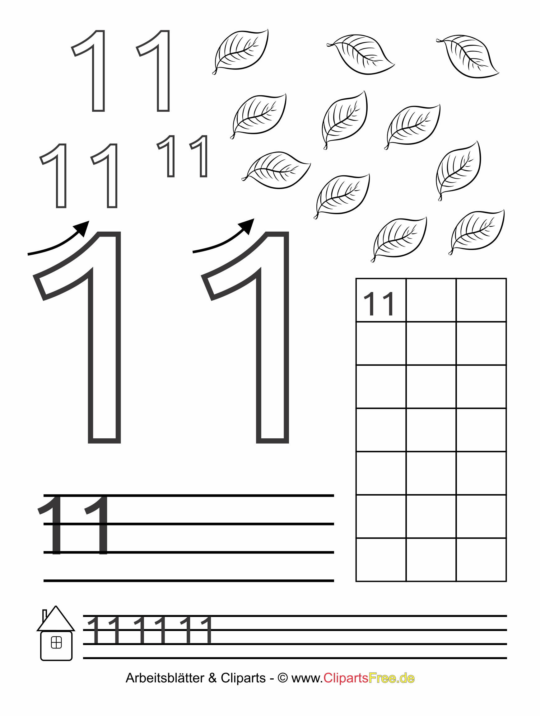 11 - Zahlen lernen Druckvorlage