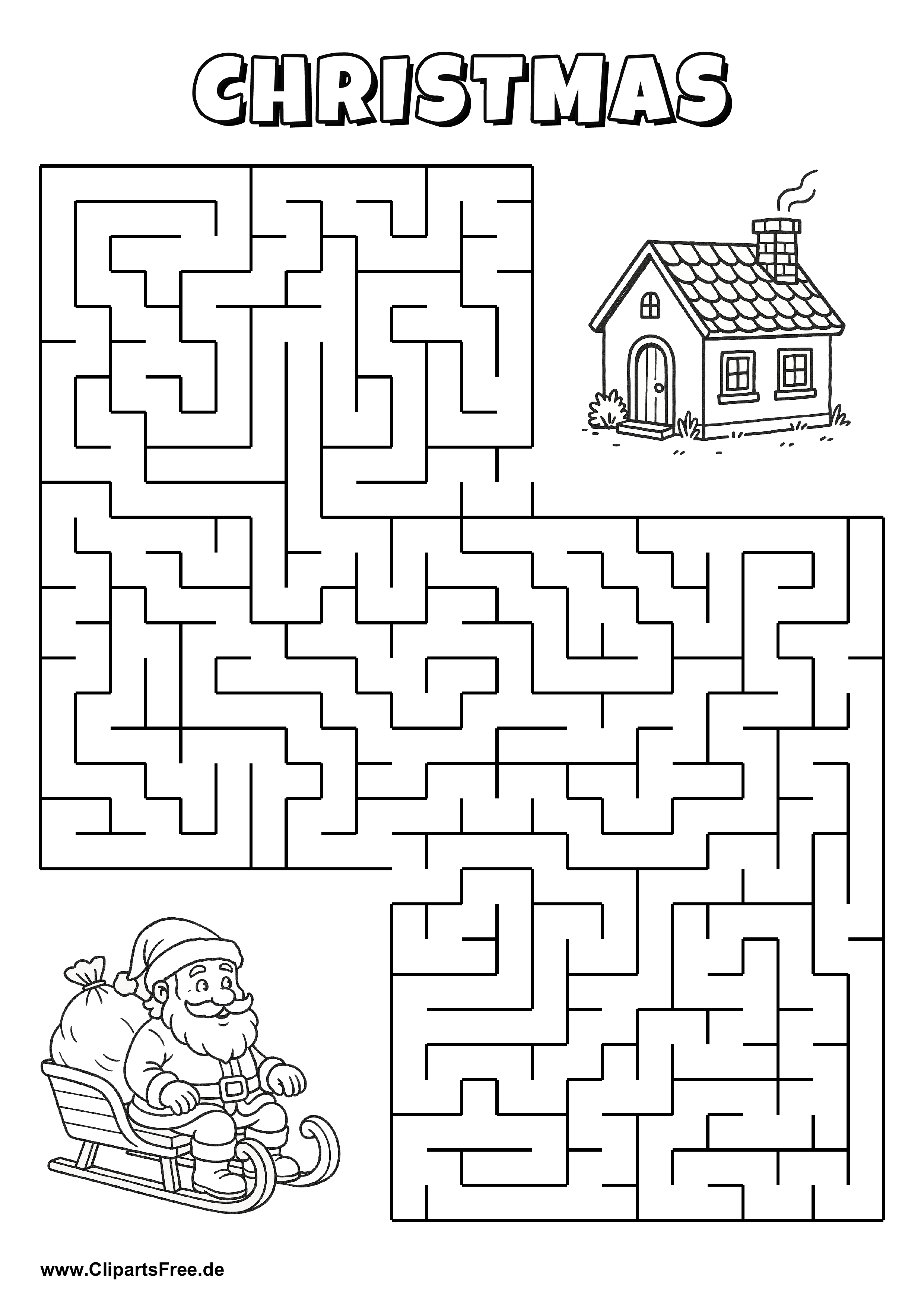 Hilf Santa Claus, den Weg zum Haus zu finden - Irrgarten, Rätsel zum ...