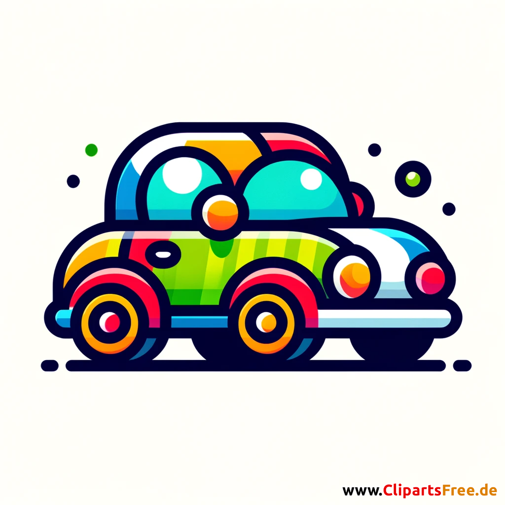 Clipart Auto in bunten Farben