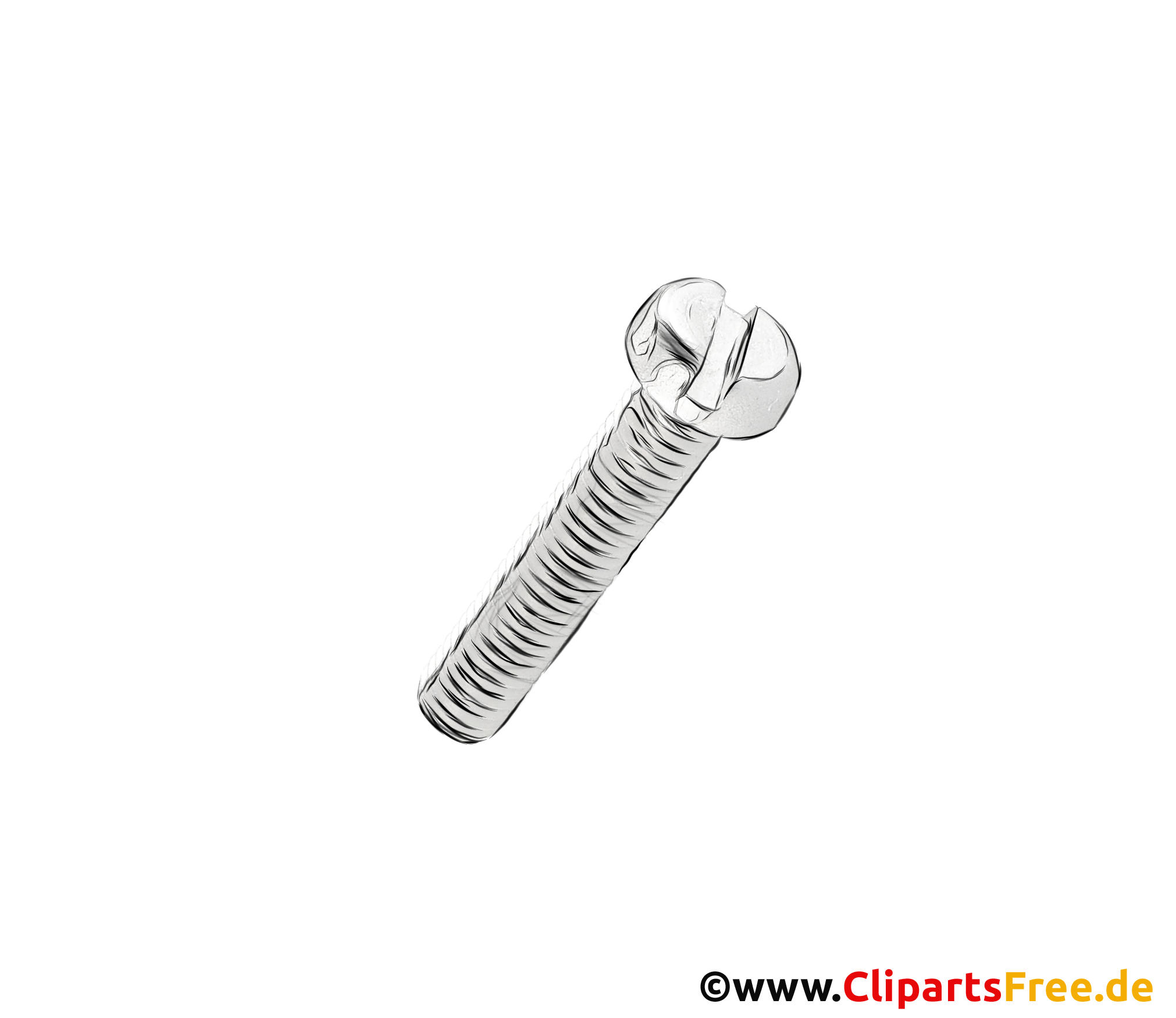 Schraube mit Schlitz schwarz-weisse Zeichnung