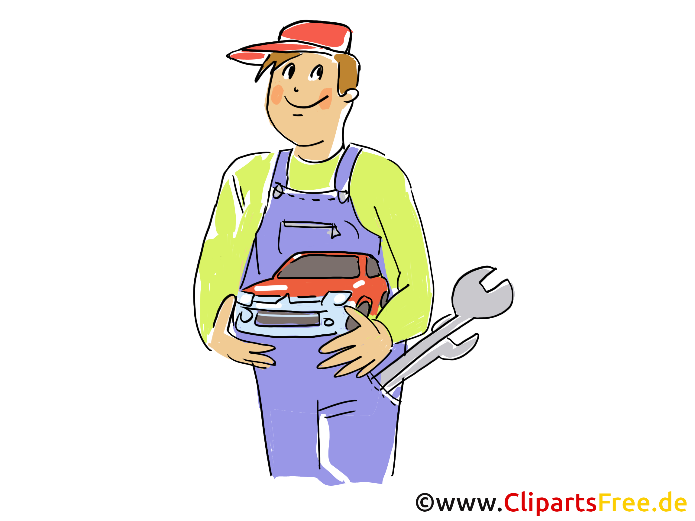 Kfz-Mechaniker in Werkstatt Clipart, Bild, Grafik, Cartoon ...