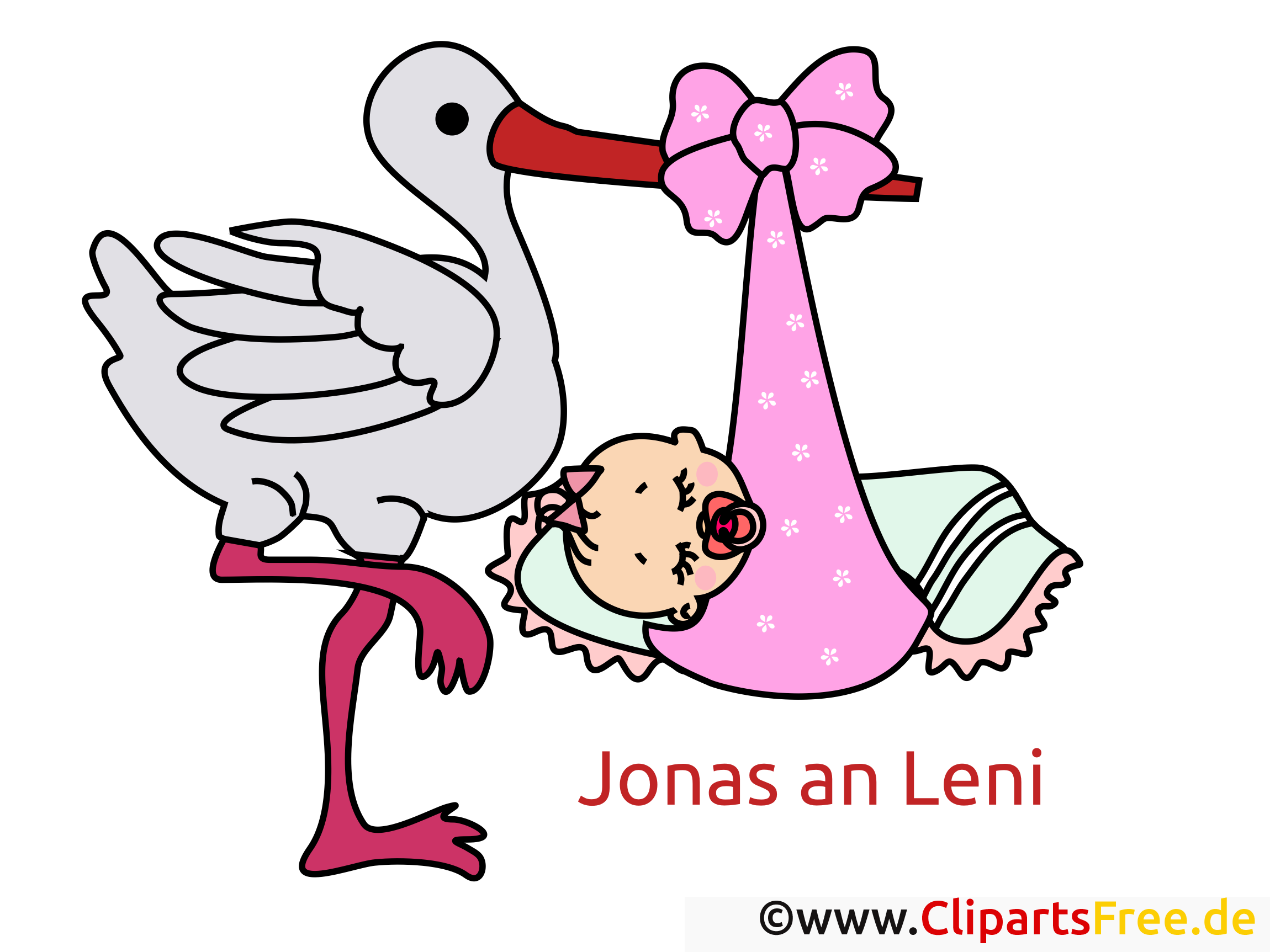 Storch bringt ein Kind Clipart, Comic, Bild, Illustration