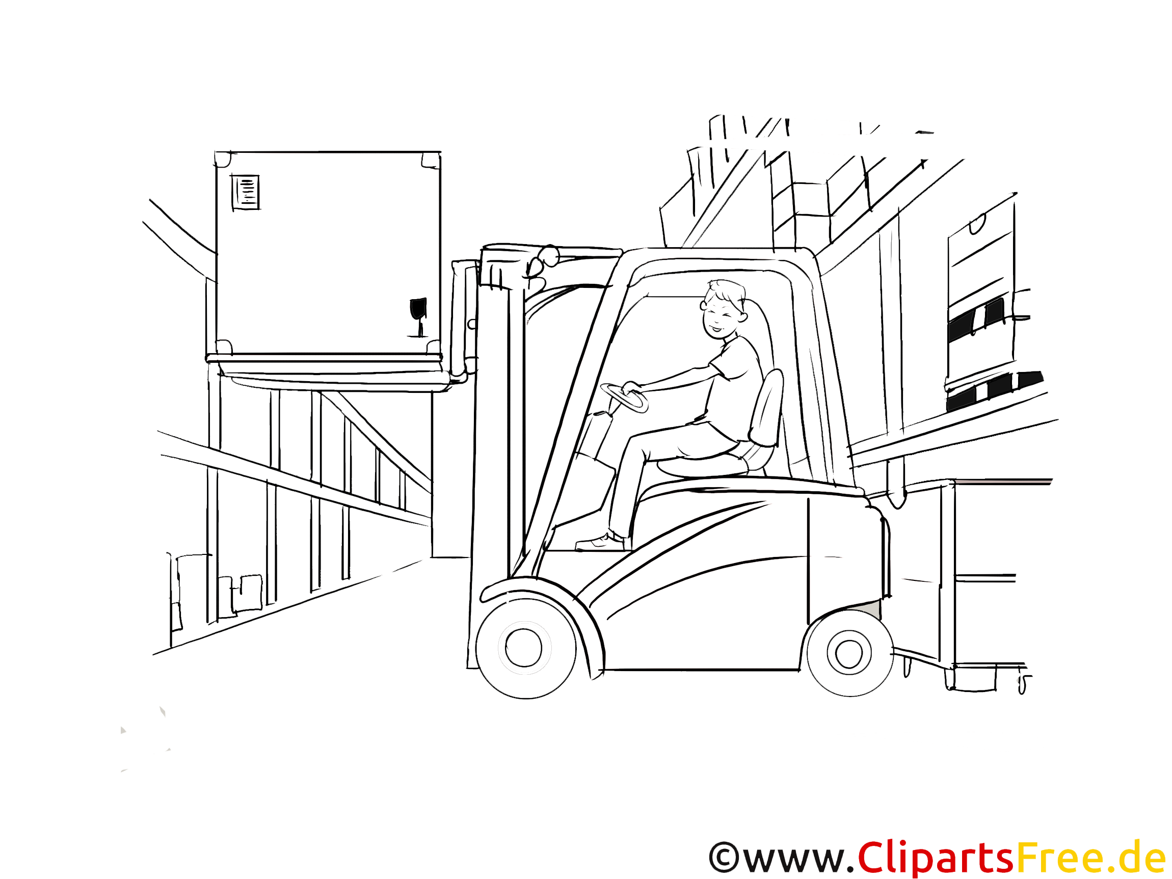 Staplerfahrer Clipart, Grafik, Bild schwarz-weiß
