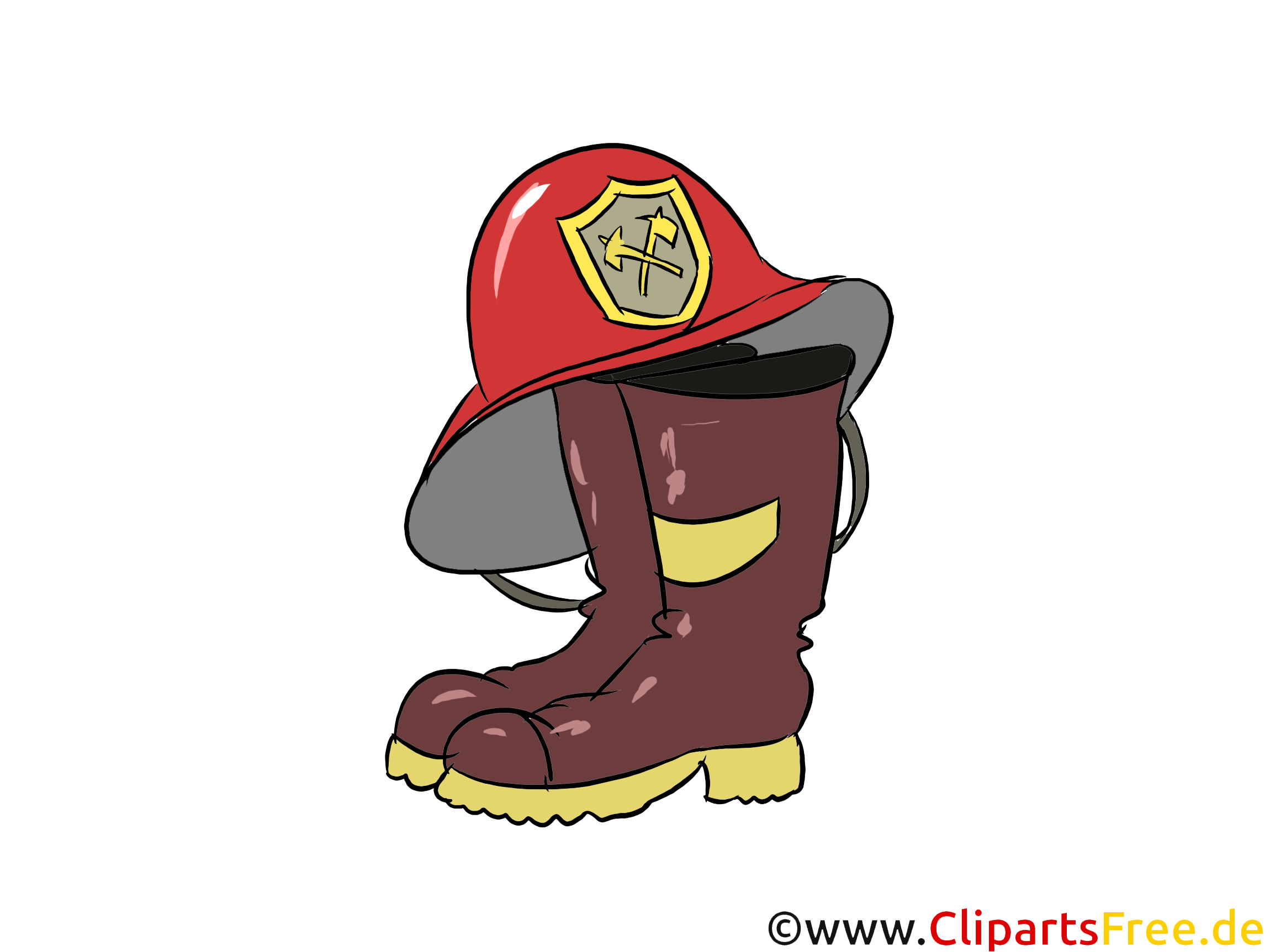 Casco de bombero y botas de imágenes prediseñadas, fotos, dibujos animados
