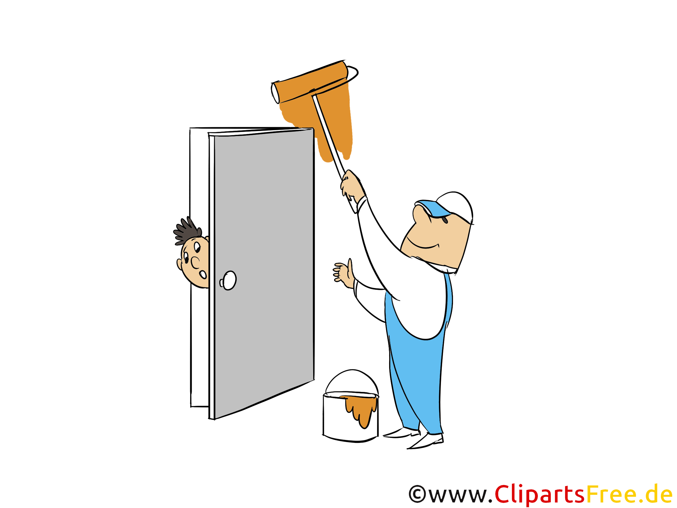 Wände streichen bei Renovierung Bild, Clipart, Illustration