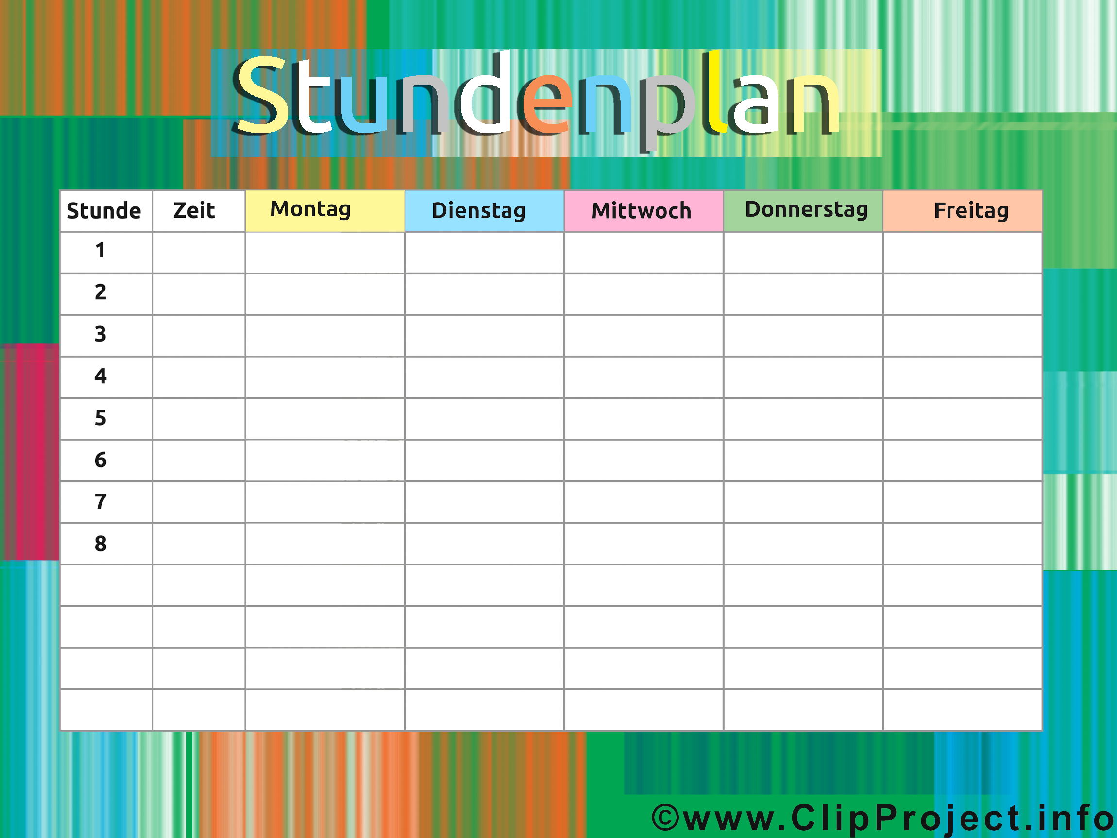 Vordruck Stundenplan