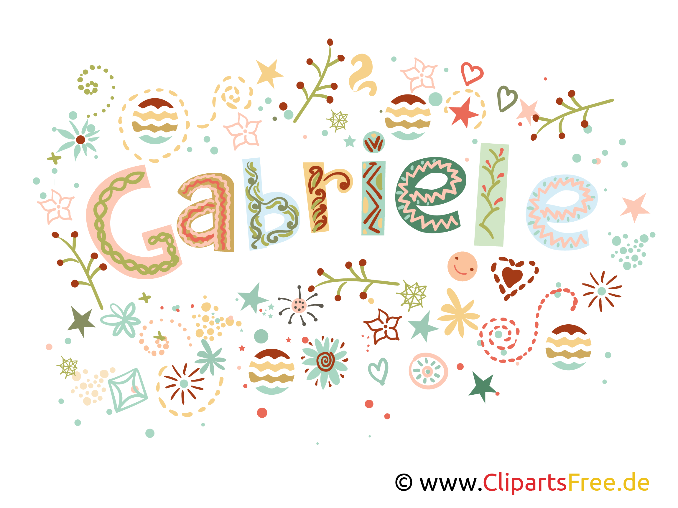 Gabriele weiblicher Name, dekorative Buchstaben, Art Design