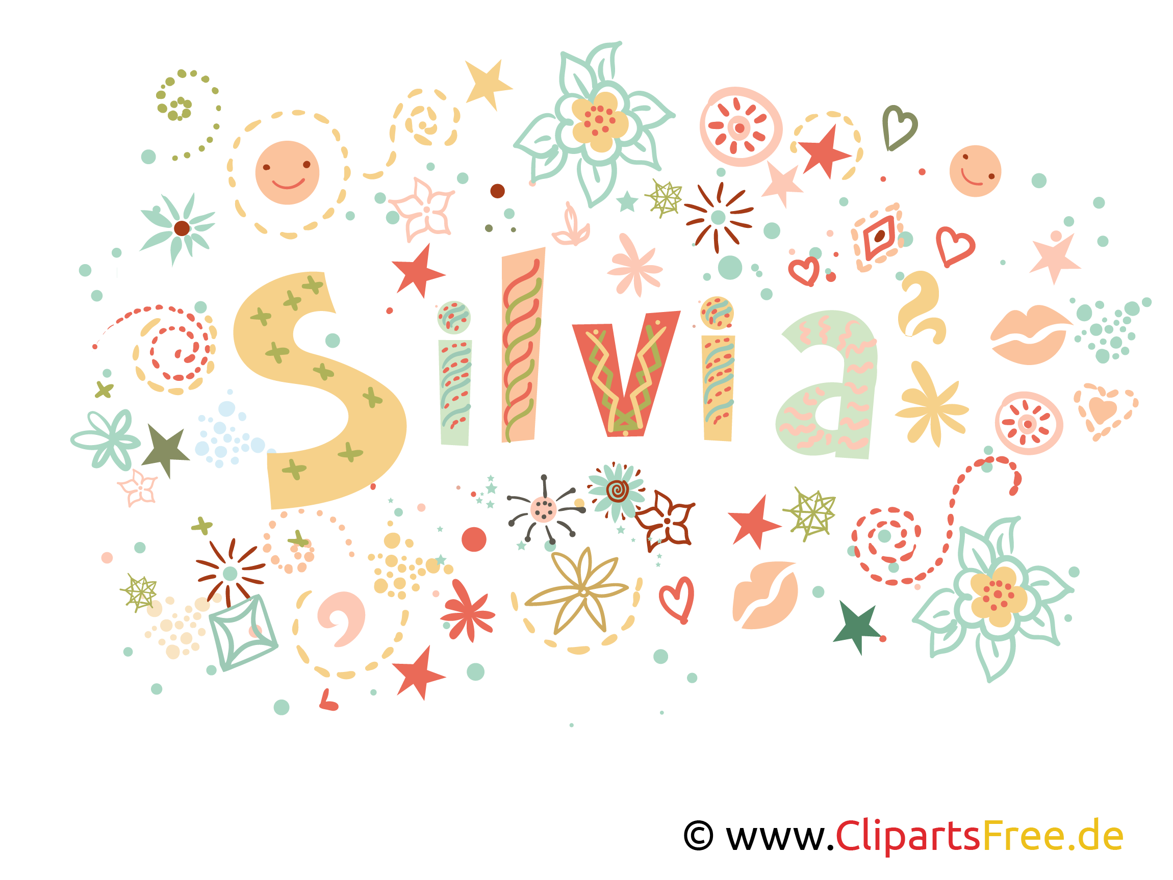 Silvia Name Illustration, Bild, Clipart