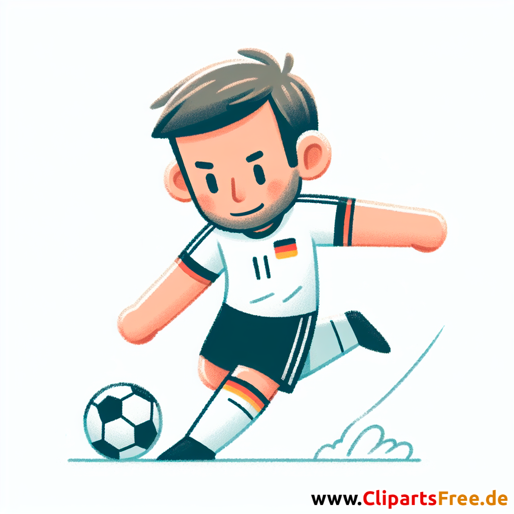 Tysk fodboldspiller skyder frispark clipart - fodbold billeder gratis