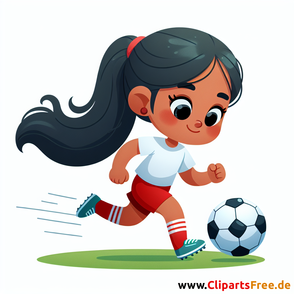 En pige spiller fodbold clipart - billeder om temaet fodbold
