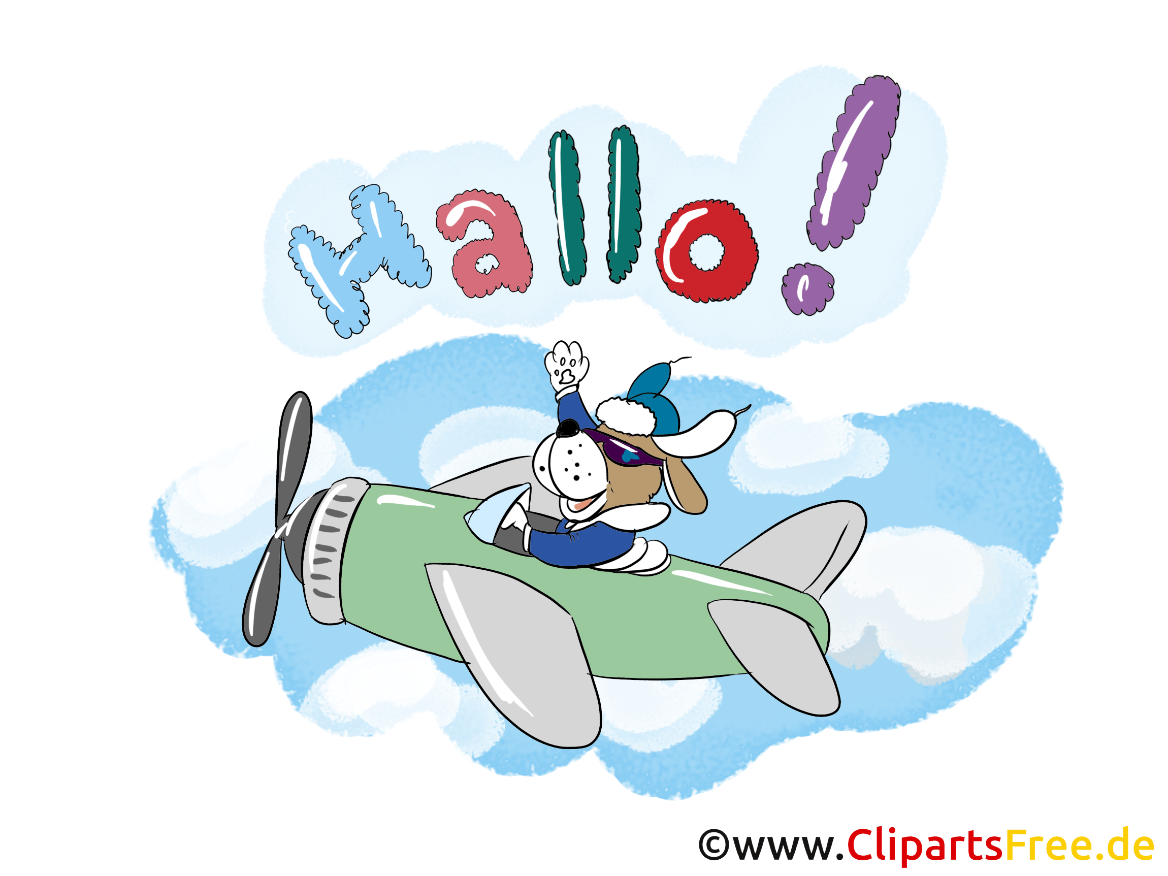Hallo Cartoon Clipart, Bild, Grafik, Grusskarte