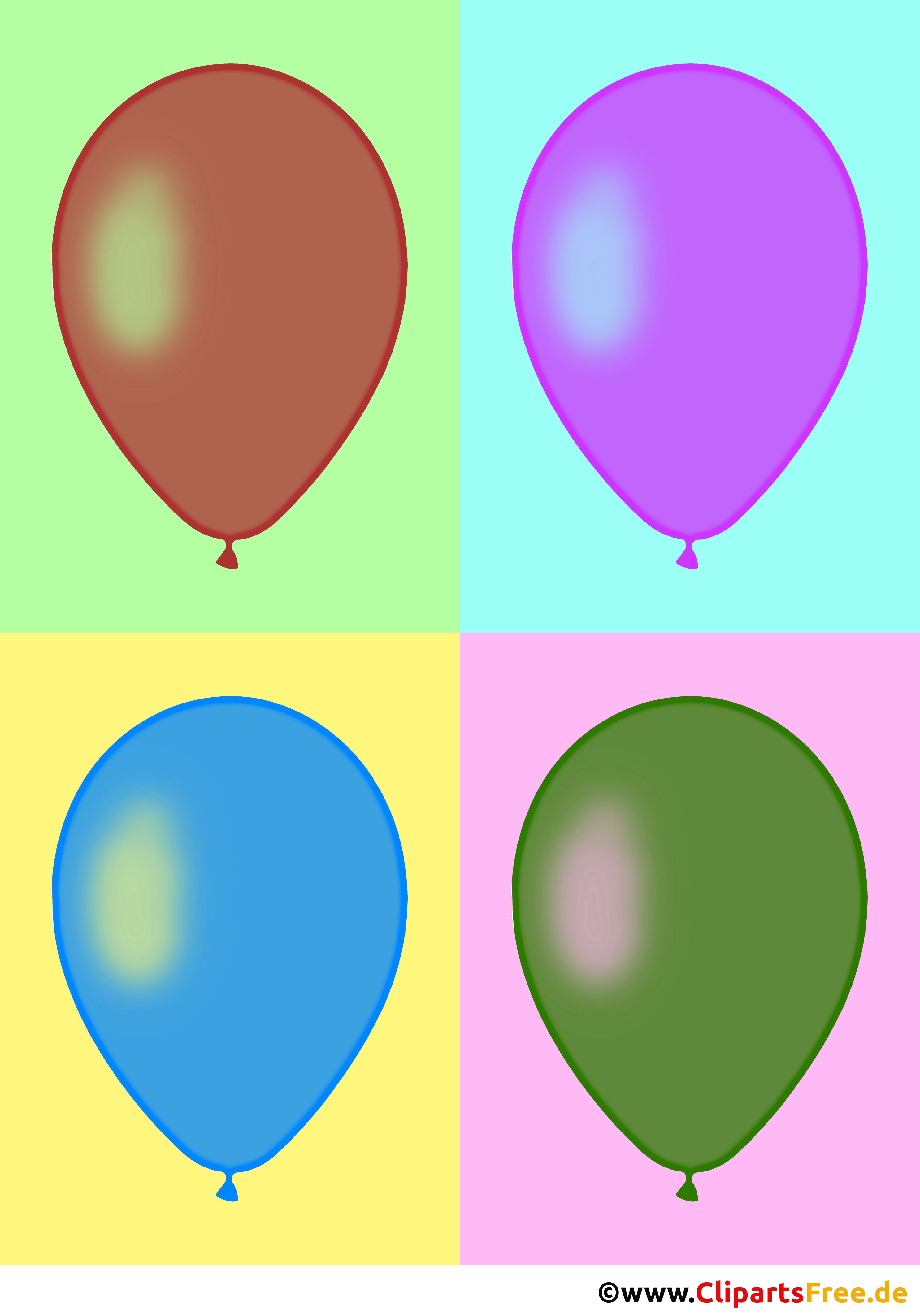 Quatro balões em cores vintage pop art ilustração