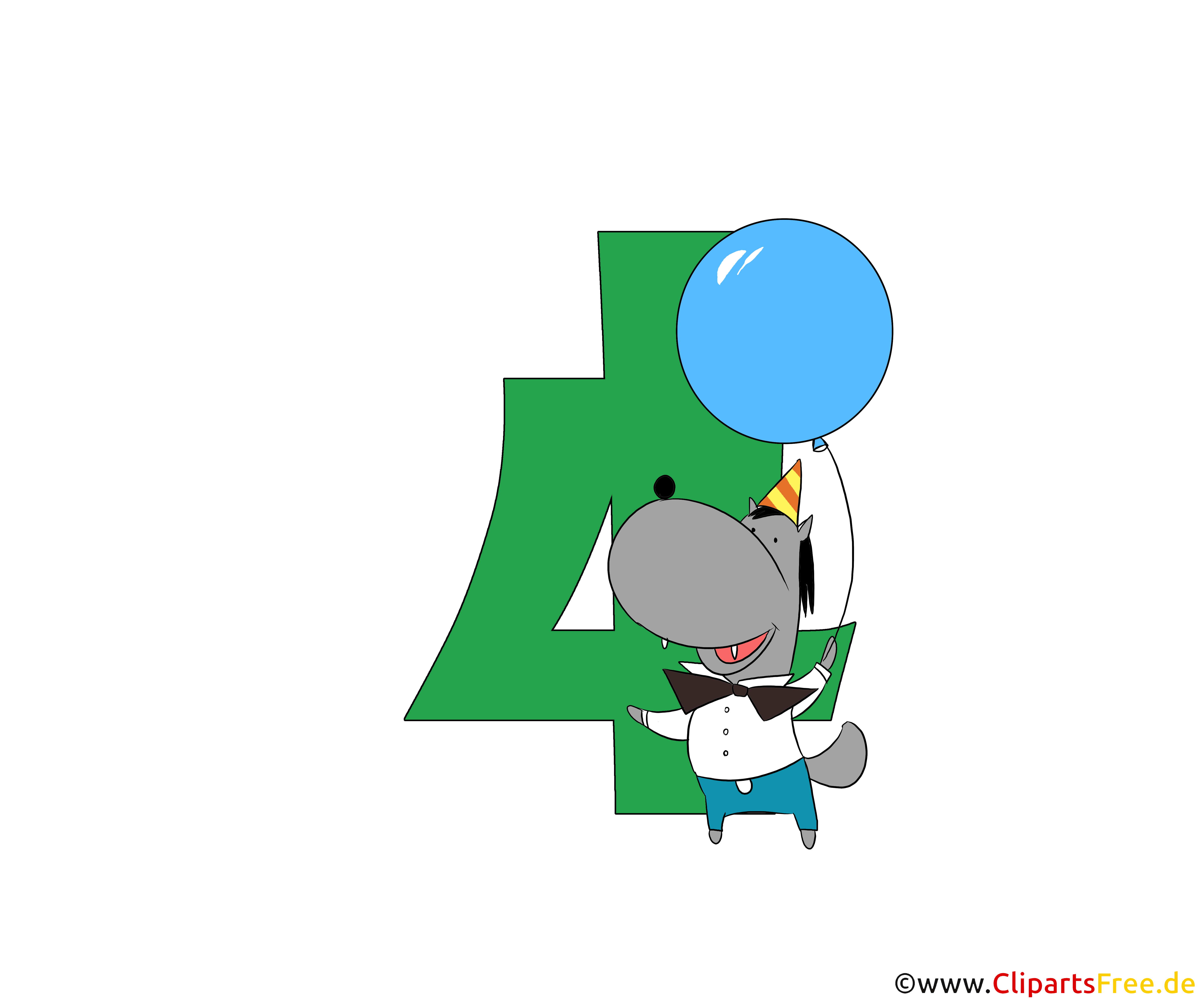 Cartoonzahl 4 (Vier) Clip Art zum Downloaden