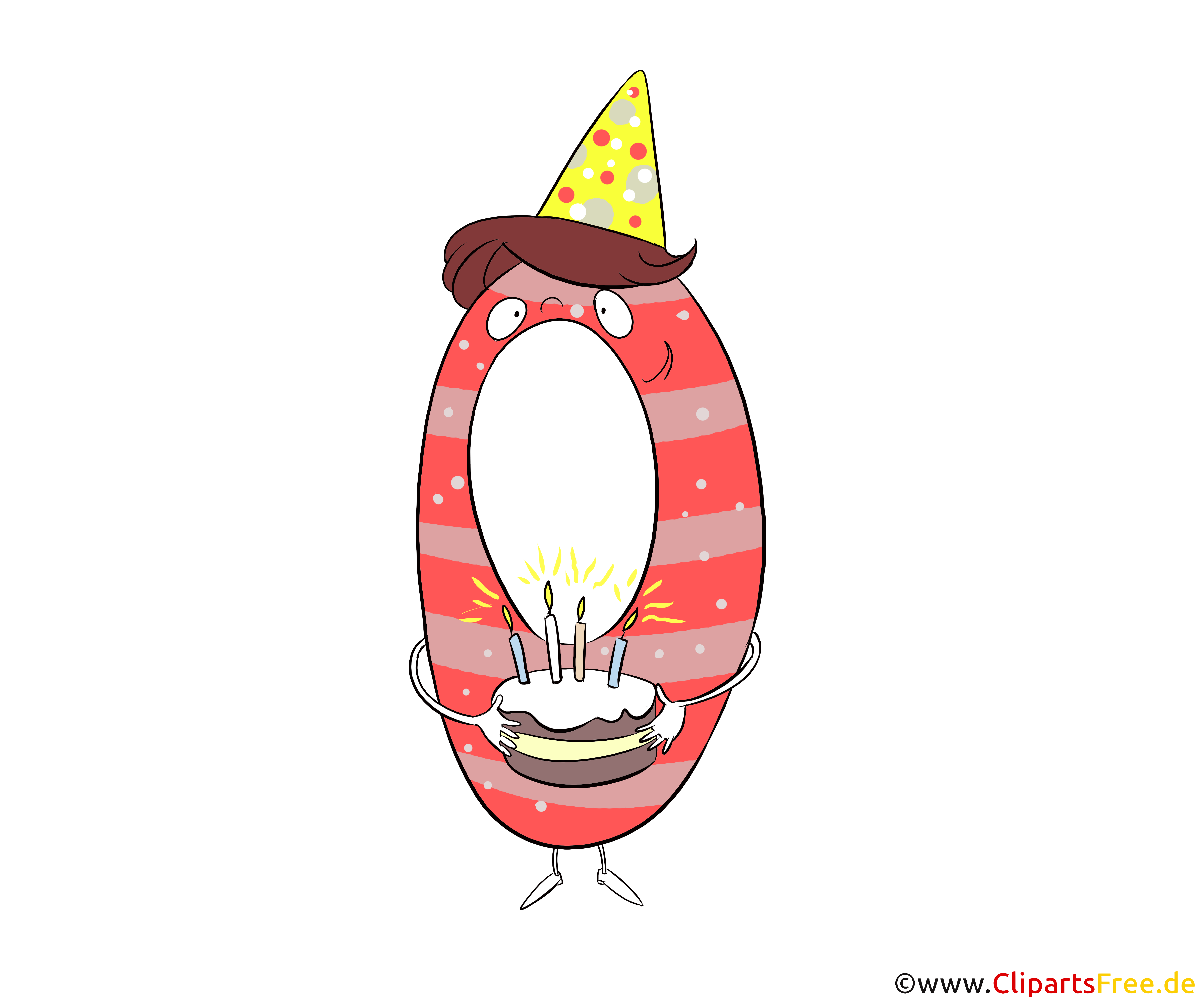 Lustige Zahl 0 im Cartoonstil zum Herunterladen