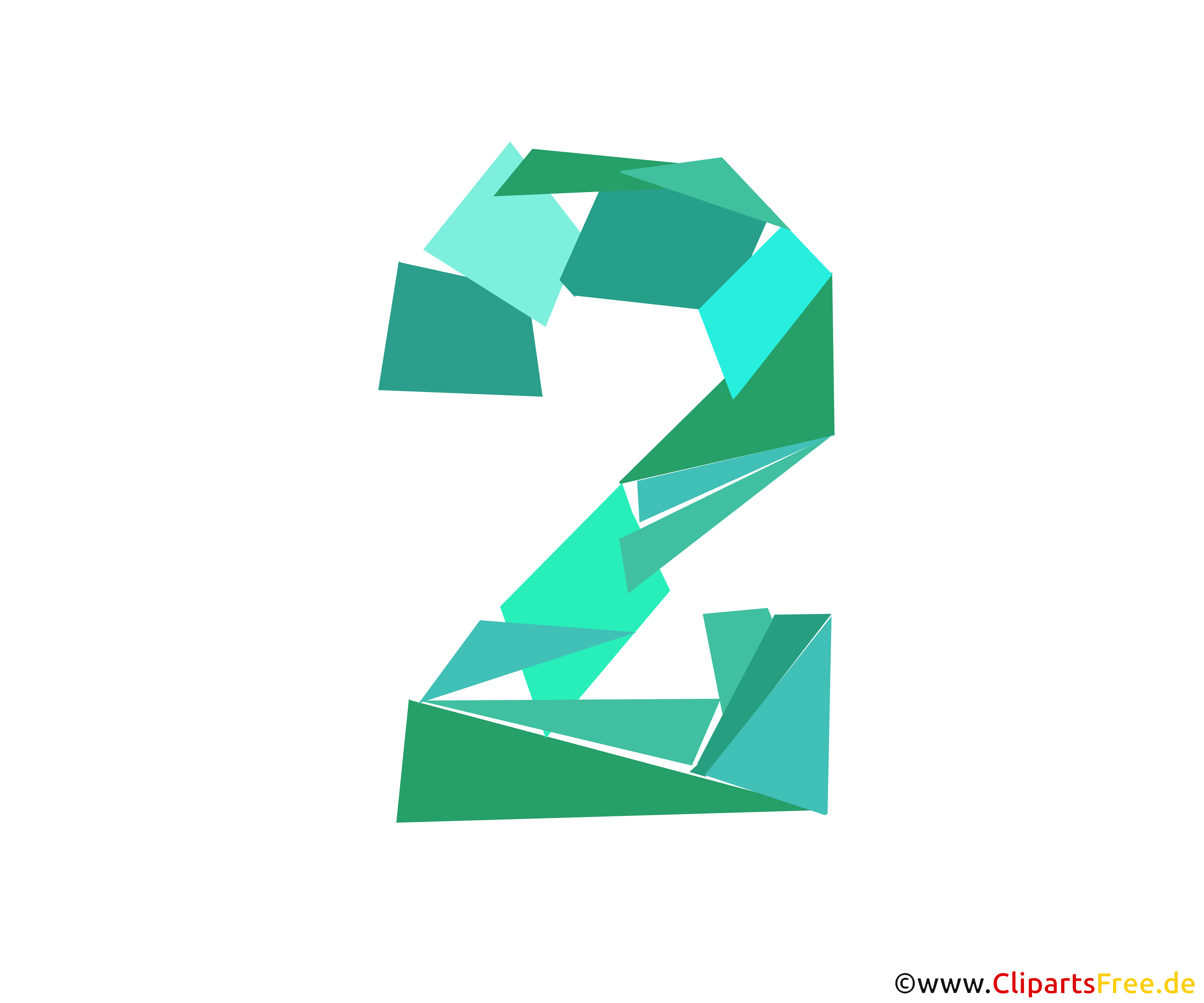 Vorlage Zahl 2 (Zwei) - Zahlenbilder zum Drucken