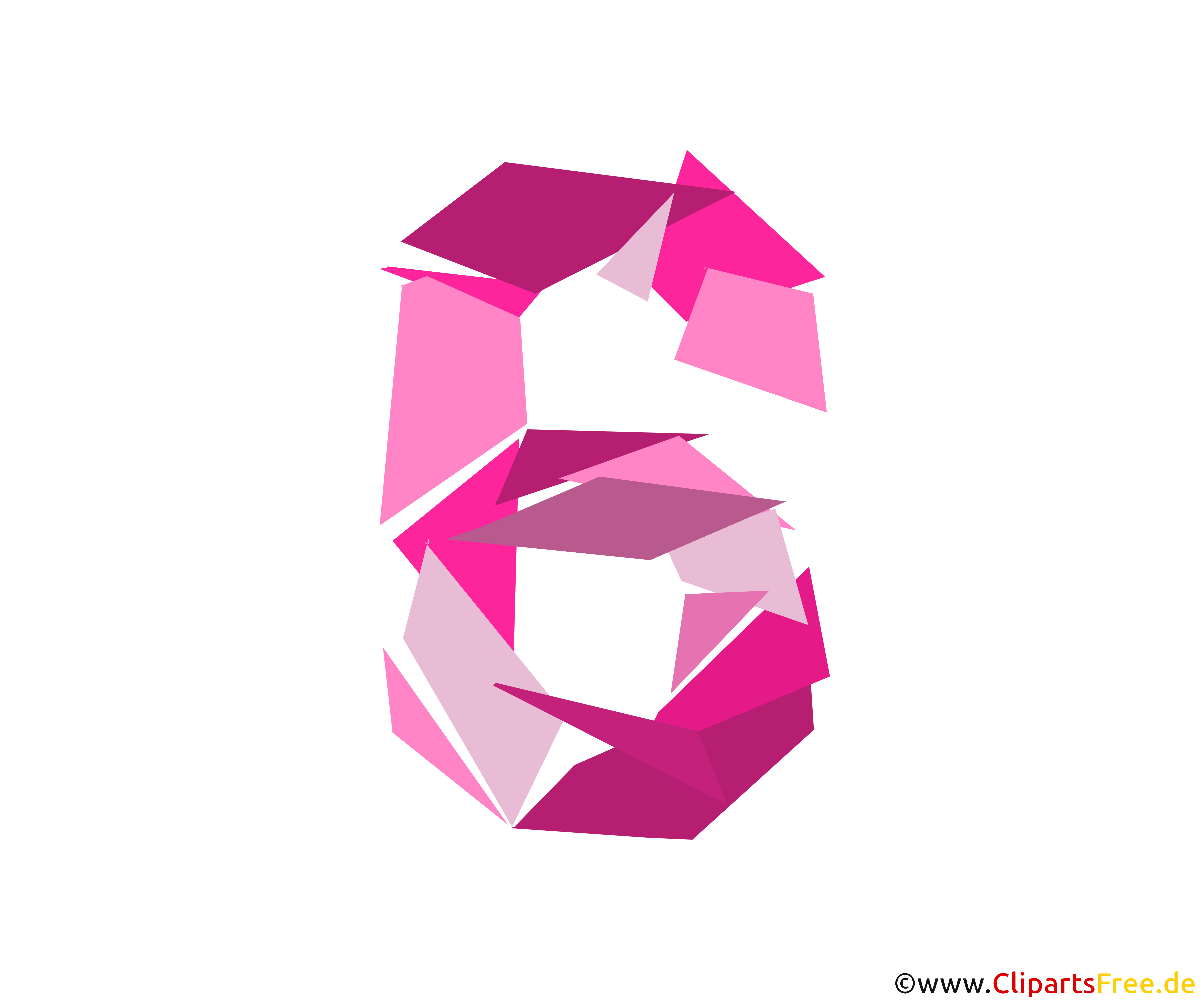 Modelo número 6 (seis) ilustrações com pacotes de números