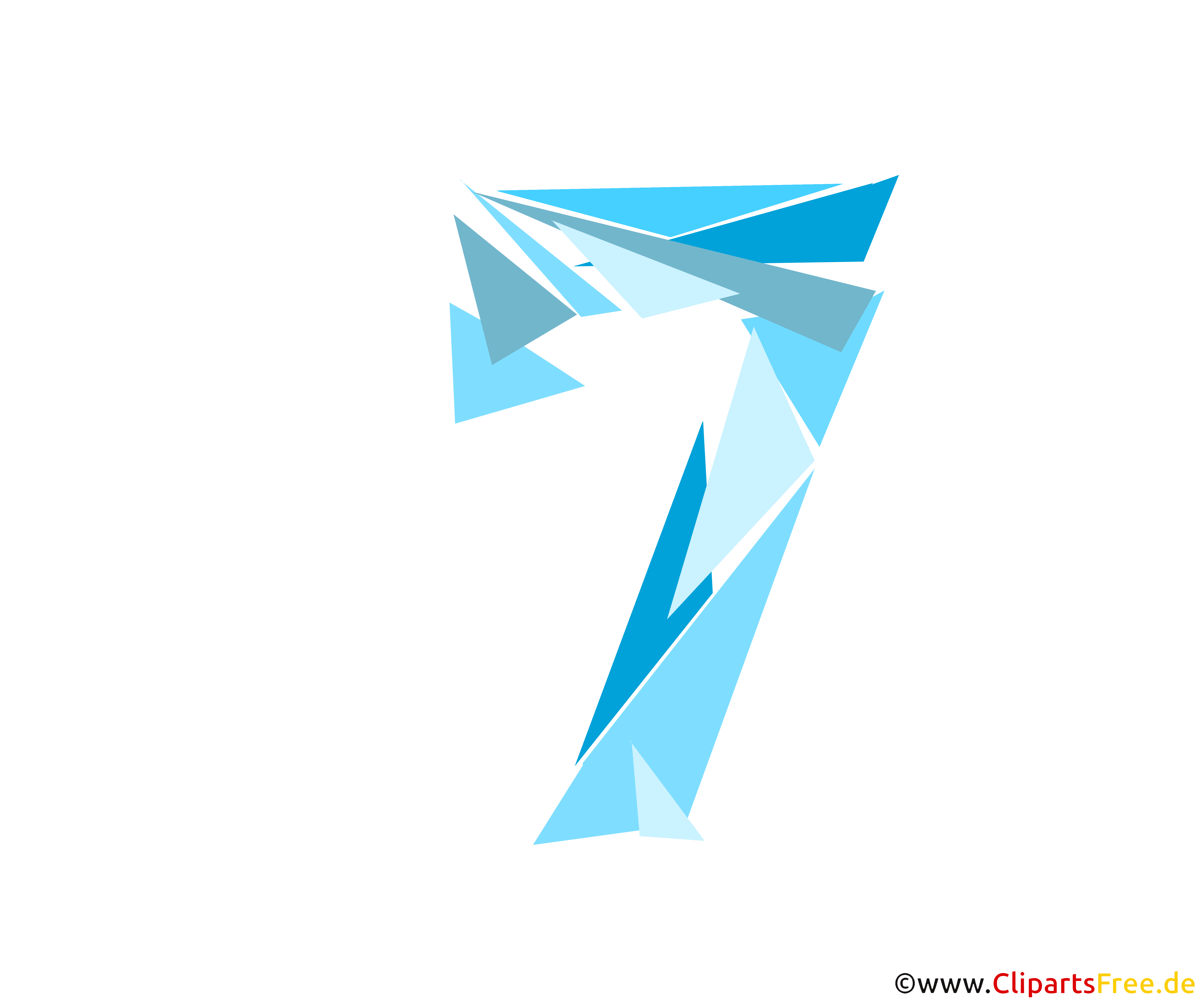 Vorlage Zahl 7 (Sieben) Glückszahl zum Drucken