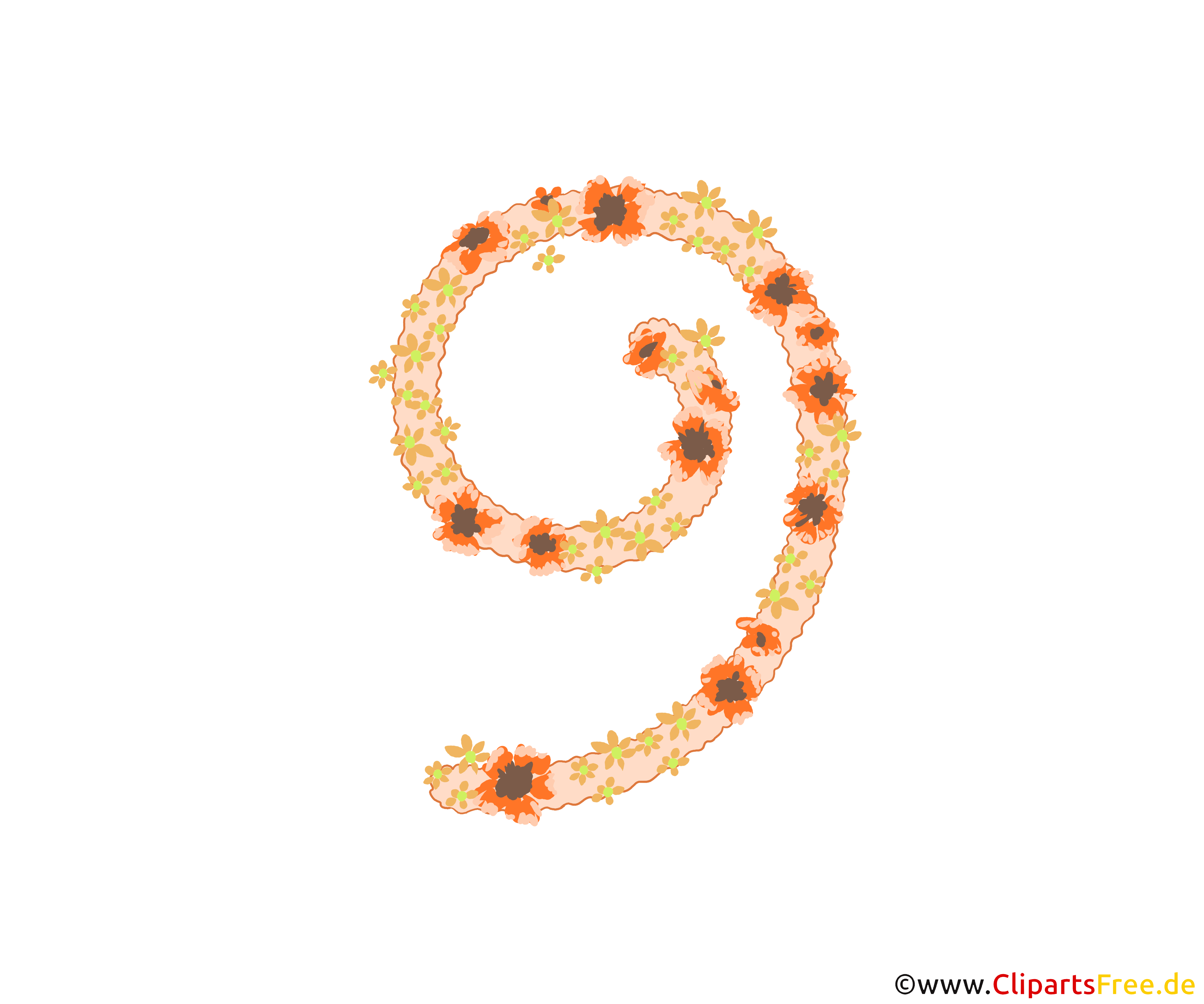 Zahl als Deko 9 zum Geburtstag als Bastelvorlage