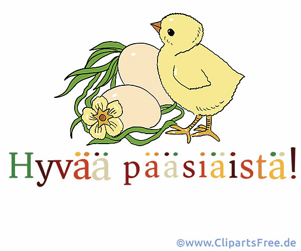 Hilsen god påske på finsk med kyllinger