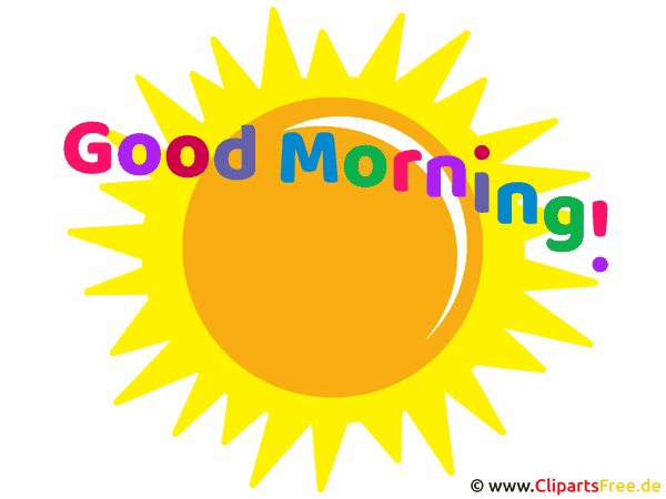 Gif -animasjon med gul sol - God morgen på engelsk