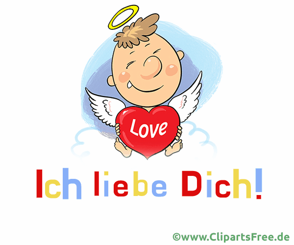 Animación con ángel con alas y corazón - Te amo gif