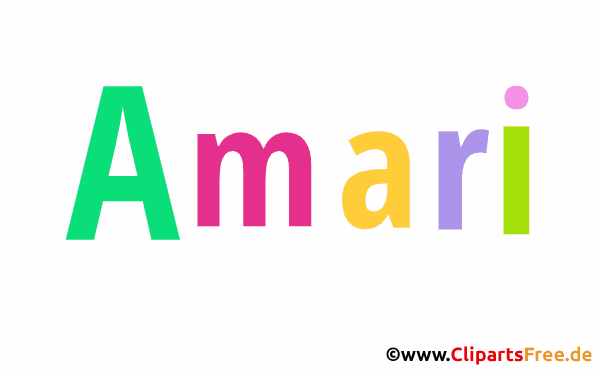 Nombre Amari para niños Ilustración con letras decorativas