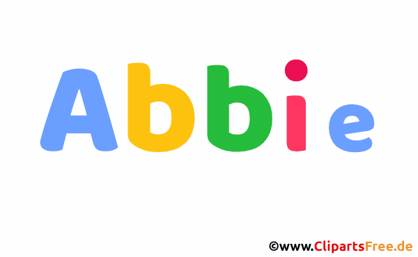 Nome de menina Abbie feito de letras animadas