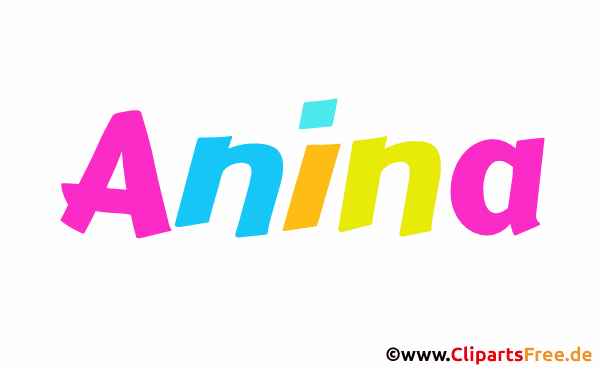 Anina Vorname für Mädchen - Illustrationen mit bunten Buchstaben