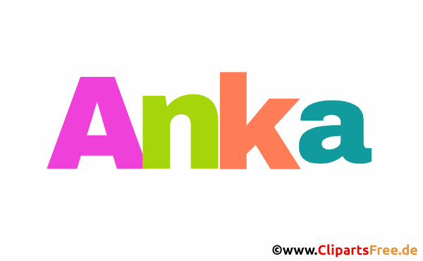 Anka Vorname für Mädchen aus bunten animierten Buchstaben