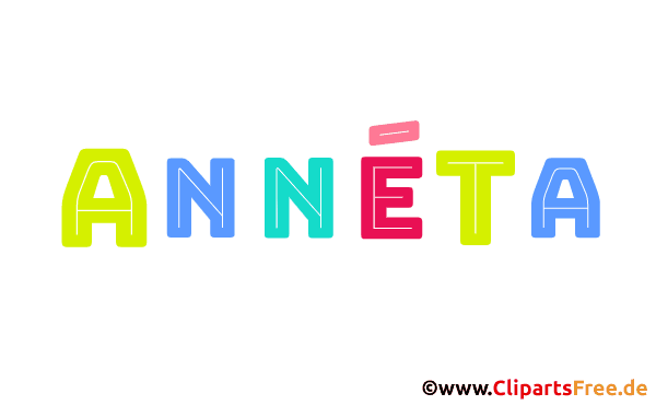 Annéta primeiro nome para meninas - Ilustrações com letras coloridas